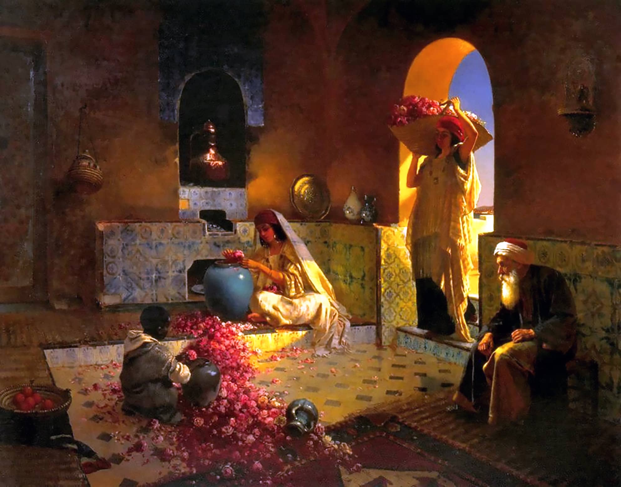 Collecting Roses Egyptian Art Arabian Art Hand Painted | Etsy