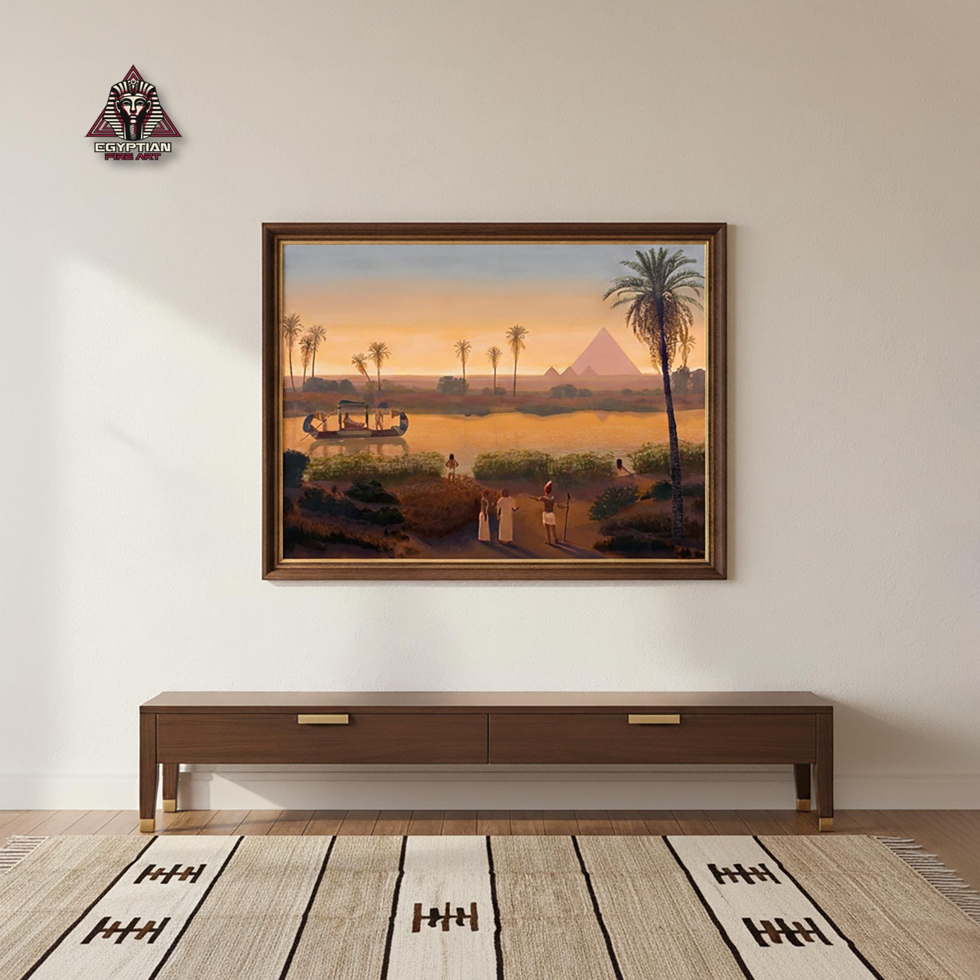 Sunset on the Nile at Giza Pyramids - Ancient Egypt - Egyptian Art ...