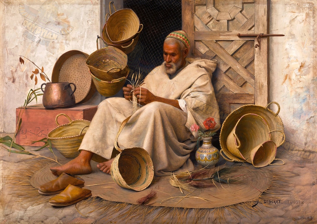 The Basket Weaver in Tangier, Morocco - Moroccan Art - Arabic Art ...