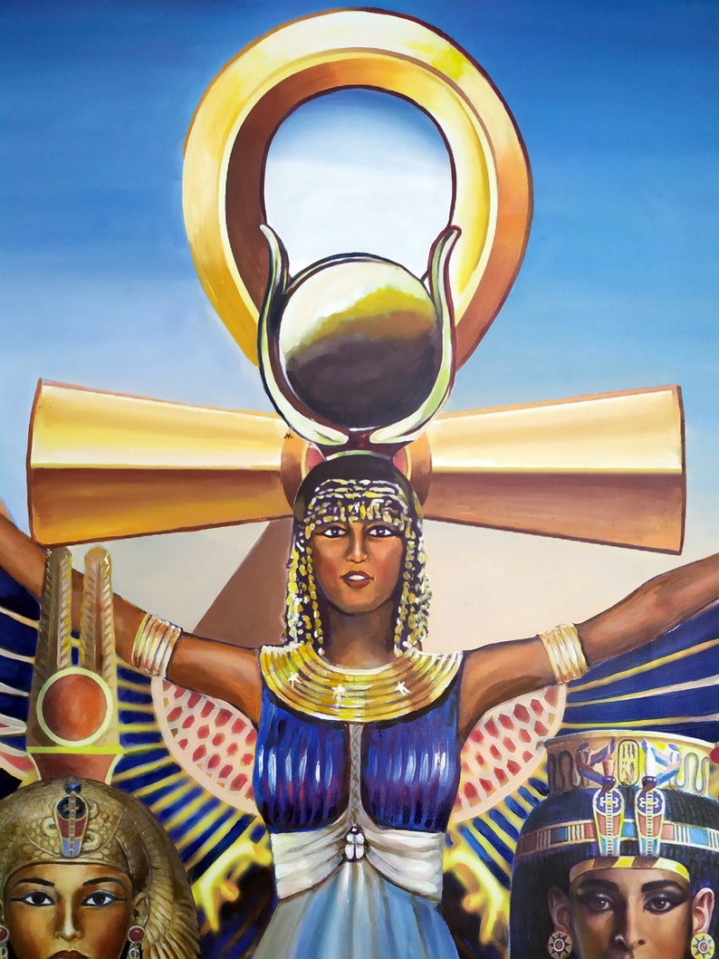 Original Painting Black Egyptian Queens And The Goddess Isis | Etsy