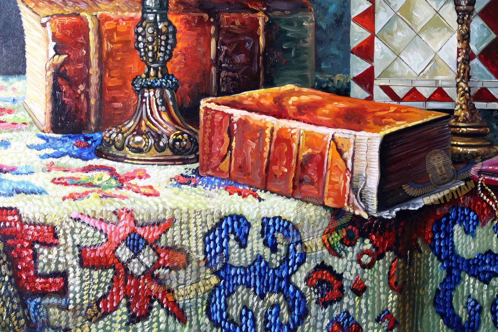 Still Life Books Painting Arabic Still Life Realistic - Etsy