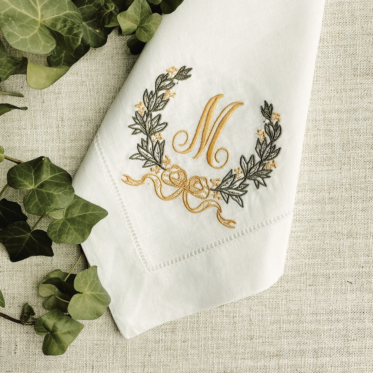 Linen Embroidered Napkin Embroidered Dinner Napkin Monogram - Etsy