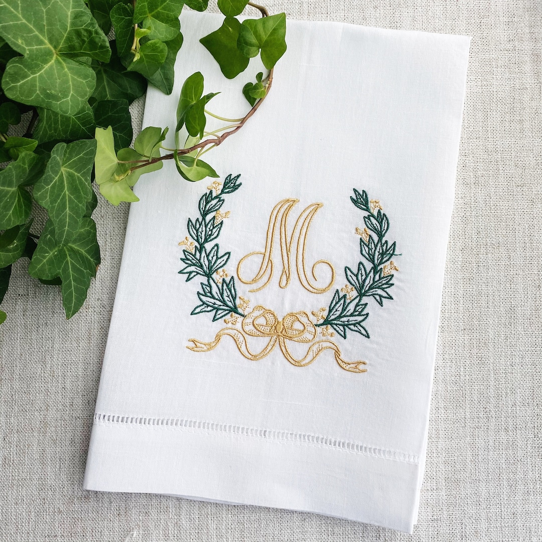 Personalized Guest Towel With Monogram Black Linen Bathroom Set for ...