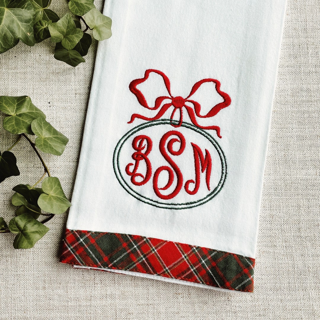 Christmas Kitchen Towel Personalized Christmas Tea Towel Embroidered ...