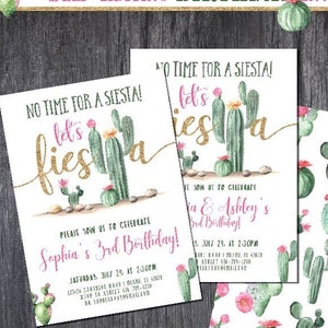 SELF-EDITING Cactus Birthday Invitation-fiesta Birthday-first Fiesta ...