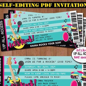 Rock Star Party Invitation-self-editing Printable Rock Star | Etsy