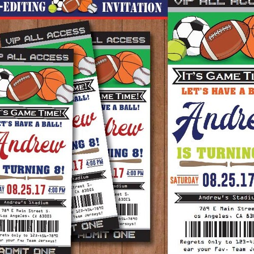 All Star Sport Birthday Invitation-self-editing Sport - Etsy