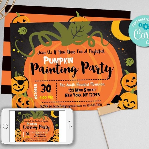 Pumpkin Carving Party Invitation Halloween Party Invitation - Etsy