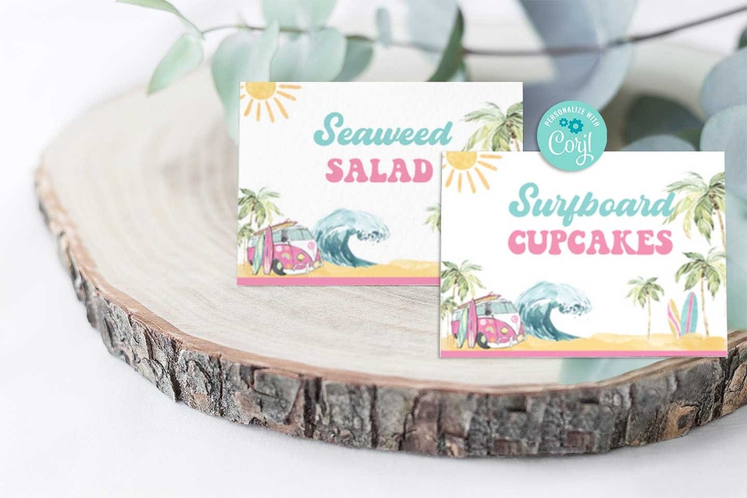 Surfing Party Food Tents-self Edit W Corjl-the BIG ONE Birthday Food ...