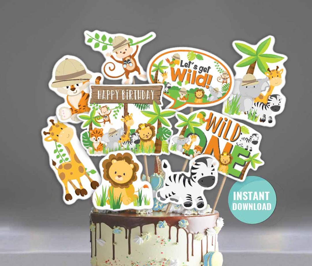 Instant Download Safari Birthday Centerpiece-safari Party Table Cake ...
