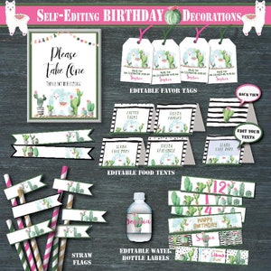 SELF-EDITING Llama Birthday Decorations-llama Party-a Whole Llama Fun ...