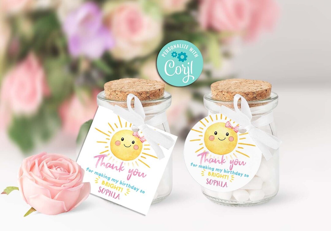 Sunshine Party Favor Tags-self Edit W Corjl-sunshine Birthday Tag-you ...