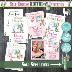 Llama Birthday Milestone Poster-edit W Corjl-llama Party Chalkboard ...