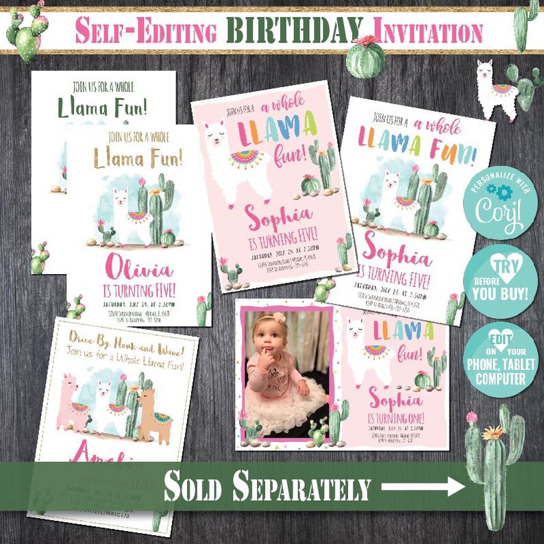 Llama Birthday Milestone Poster-edit W Corjl-llama Party - Etsy