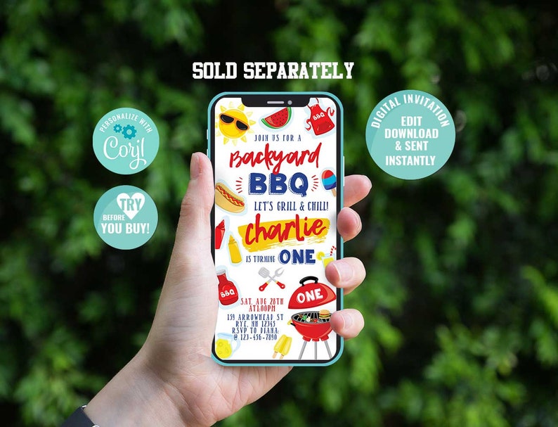 BBQ First Birthday Decoration Kit-self Edit W Corjl-milestone Poster ...