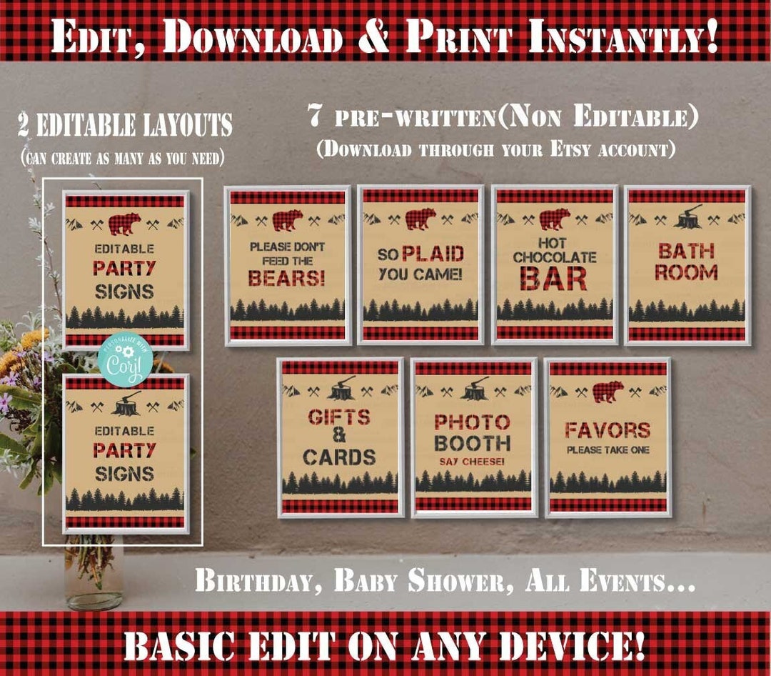 Lumberjack Party Signs-corjl-rustic Lumberjack Birthday Party Sign-wild ...