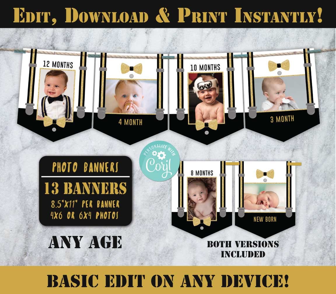 Little Man Birthday Photo Banners-selfedit Corjl-mustache Birthday ...