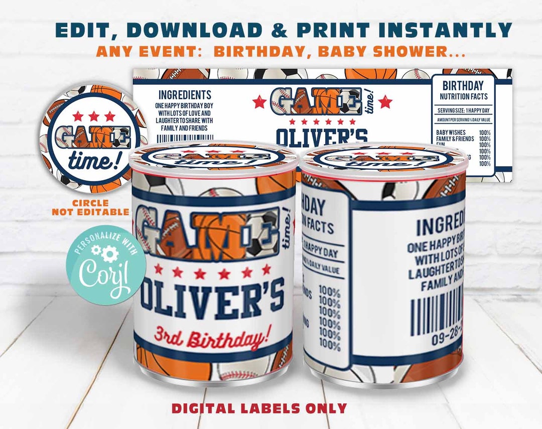 All Star First Birthday Pringles Can Wrappers 1.3oz-pringles Lid Label ...