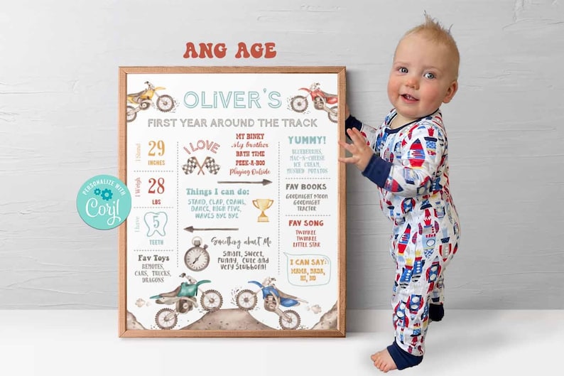 Dirt Bike Birthday Milestone Poster-corjl-dirtbike Birthday Party ...