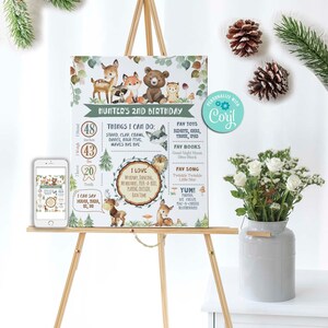 Woodland Birthday Milestone Chalkboard-woodland Party Poster | Etsy