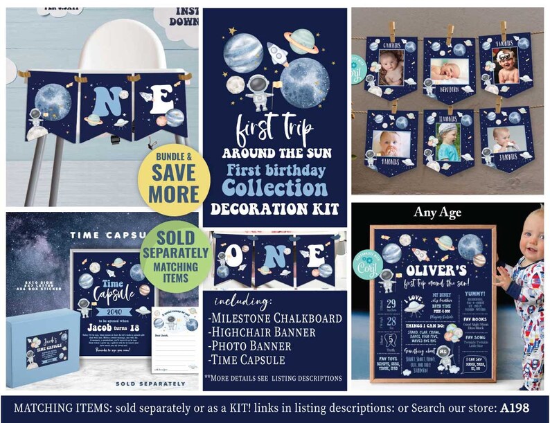 Outer Space Birthday Cupcake Toppers-self-edit Corjl-party - Etsy