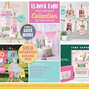 Llama Birthday Milestone Poster-edit W Corjl-llama Party Chalkboard ...