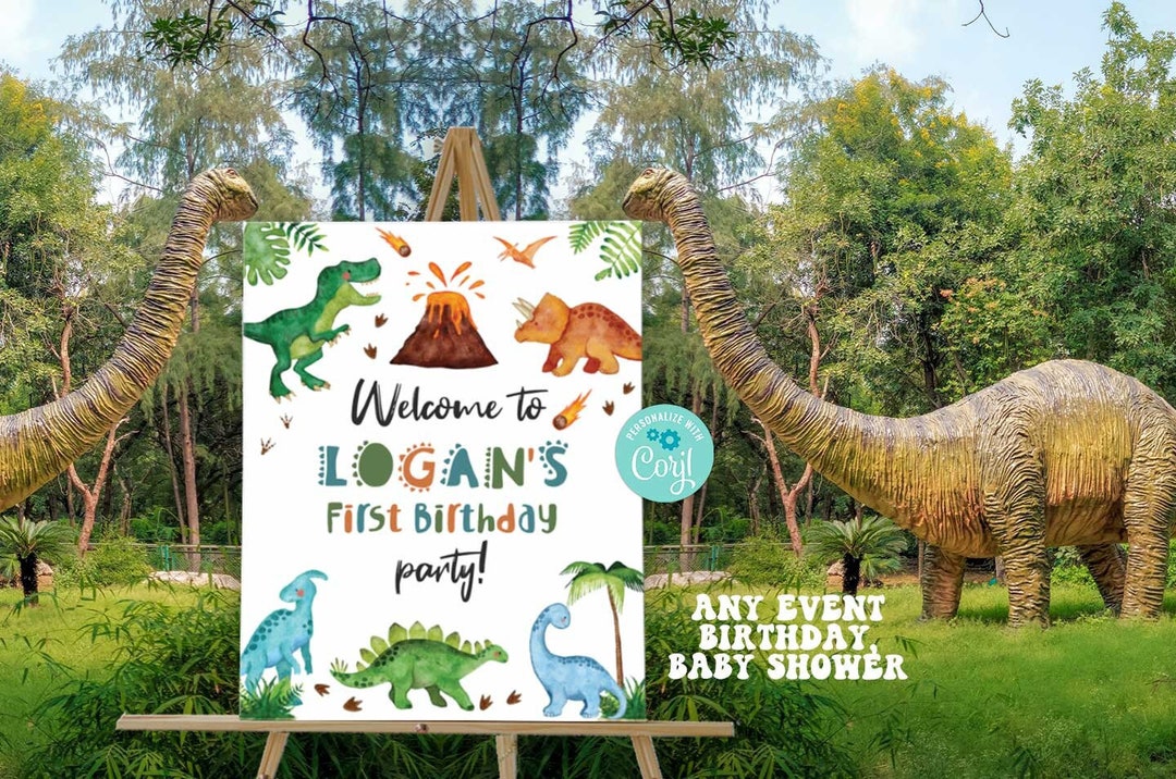Dinosaur Party Welcome Sign-self Edit With Corjl-dinosaur Birthday ...