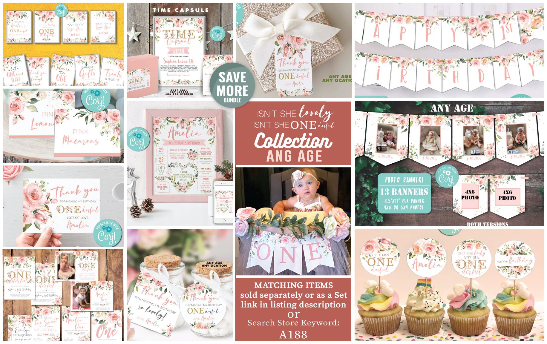 Flower First Birthday Centerpieces-instant Download-floral - Etsy