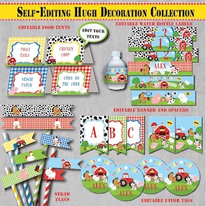 Self-editing Farm Birthday Decoration Kit-farm Party Decor-printable ...