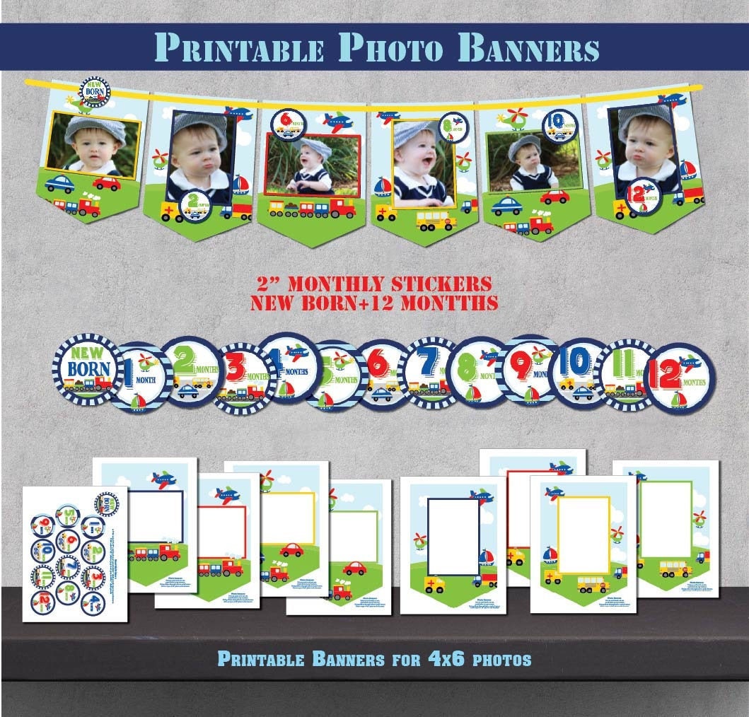 Printable Transportation Birthday Photo Banners-Instant | Etsy
