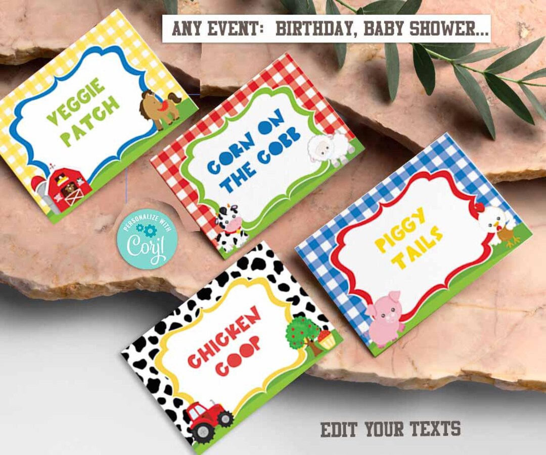 Farm Birthday Food Tent-corjl-farm Party Food Label-barnyard Party-farm ...