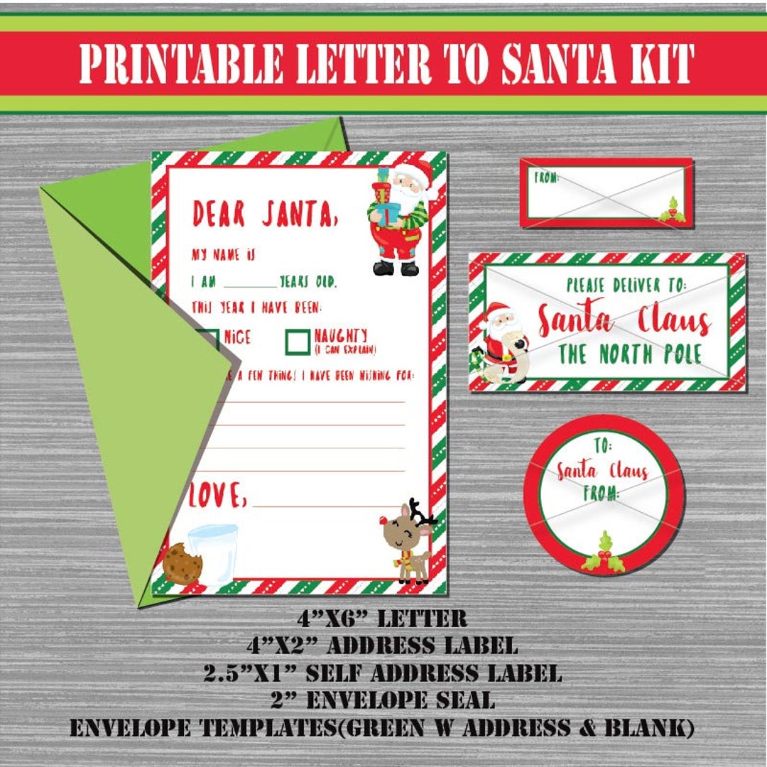 Printable Letter to Santa Kit-letter-address Labels-2 Circle Seal ...