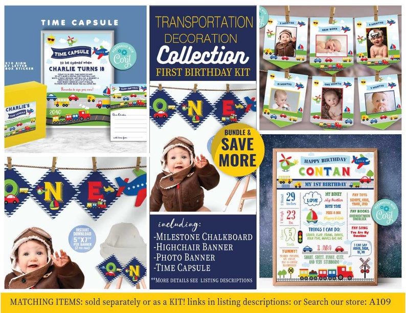 Transportation Birthday Photo Banner-self-edit With Corjl ...