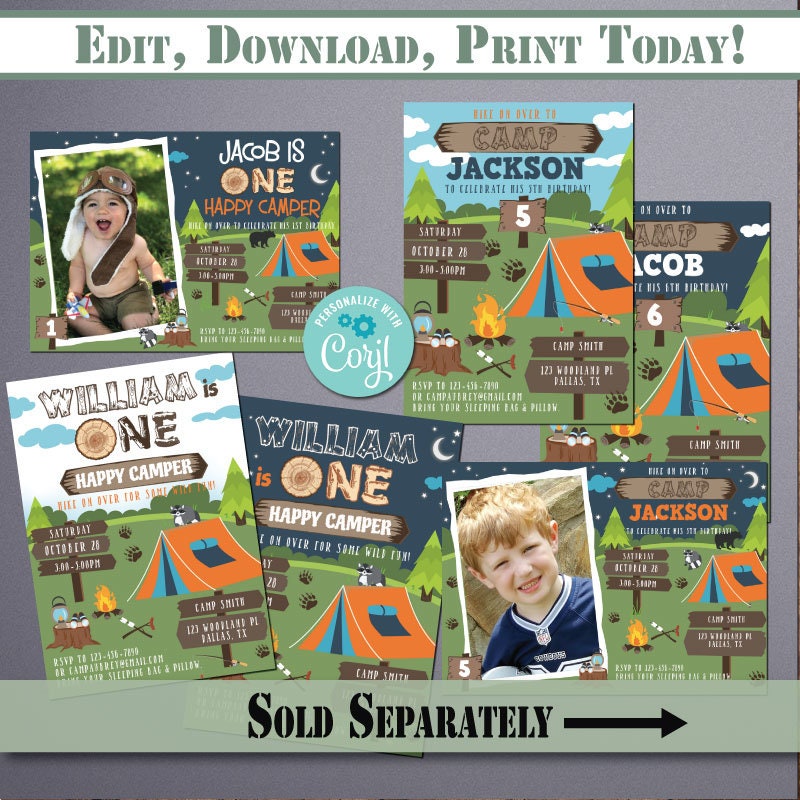 One Happy Camper Milestone Poster-camping Birthday - Etsy