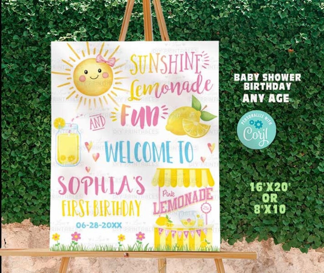 Sunshine Lemonade Party Welcome Sign-edit W Corjl-sunshine Lemonade ...