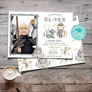 Knight Birthday Invitation-self Edit Corjl-once Upon A Time-knights ...