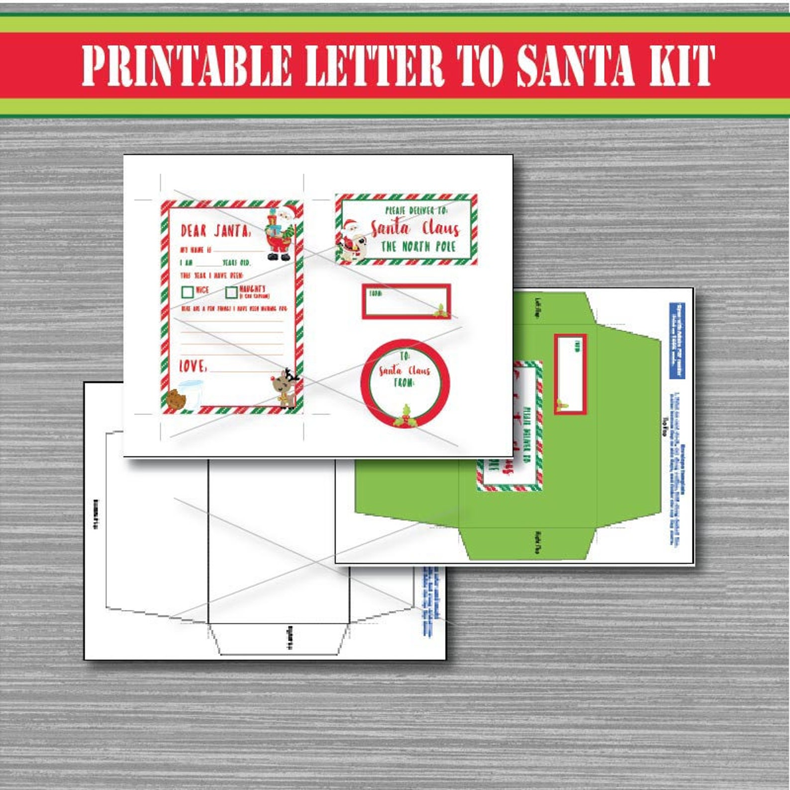 Printable Letter to Santa Kit: Christmas Stationery (digital Download ...