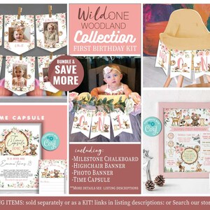 Woodland Birthday Milestone Chalkboard-floral Woodland Party Poster ...