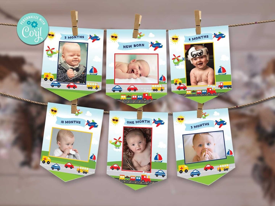 Transportation Birthday Photo Banner-self-edit With - Etsy