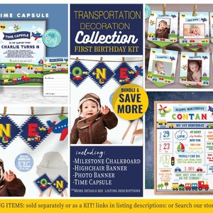 Transportation Birthday Milestone Poster-self-edit W Corjl-airplane Car ...