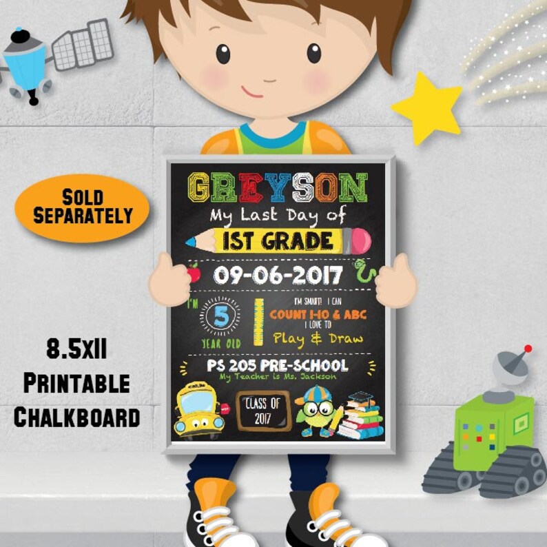 SELF-EDITING First Day of School Chalkboard-8.5x11 First - Etsy