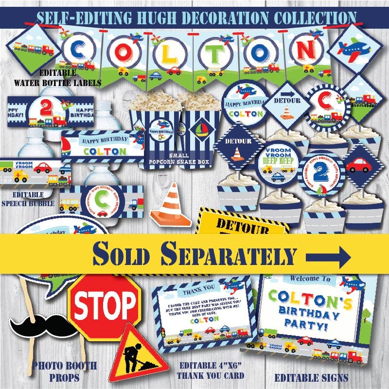 Transportation Birthday Photo Banner-self-edit With Corjl ...