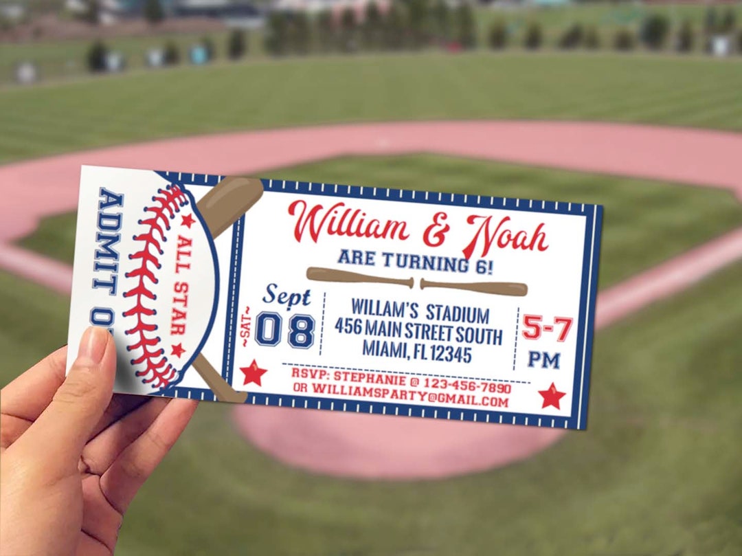 SELF-EDITING Baseball Birthday Invitation-joint or Twins-all Star ...