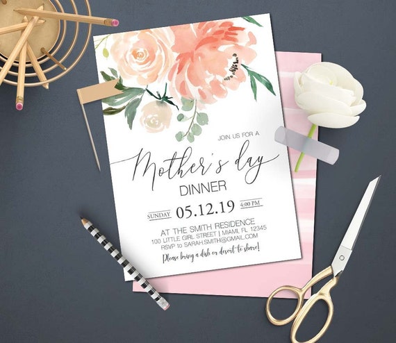 Mothers Day Dinner Invitation Self Editin Mothers Etsy