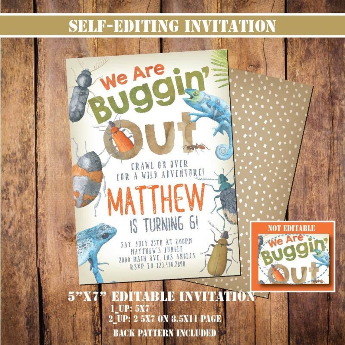Self-editing Bug Birthday Invitation-printable Bug Party | Etsy
