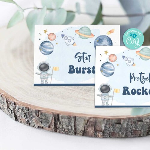 Outer Space Party Favor Tags-self-edit Corjl-first Trip Around - Etsy