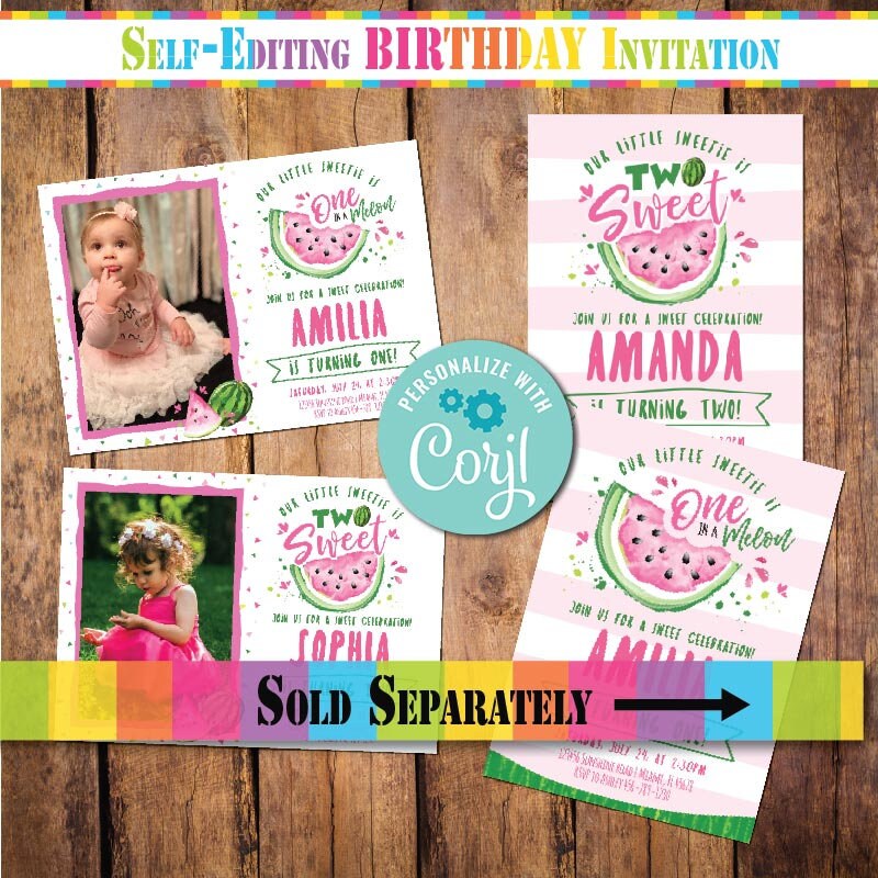 Watermelon Birthday Photo Banners-self-edit W Corjl-watermelon - Etsy