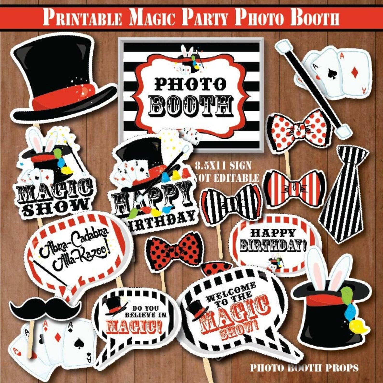 PRINTABLE Magic Party Photo Booth Props-magic Birthday-magic - Etsy