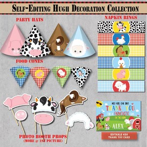 Self-editing Farm Birthday Decoration Kit-farm Party Decor-printable ...