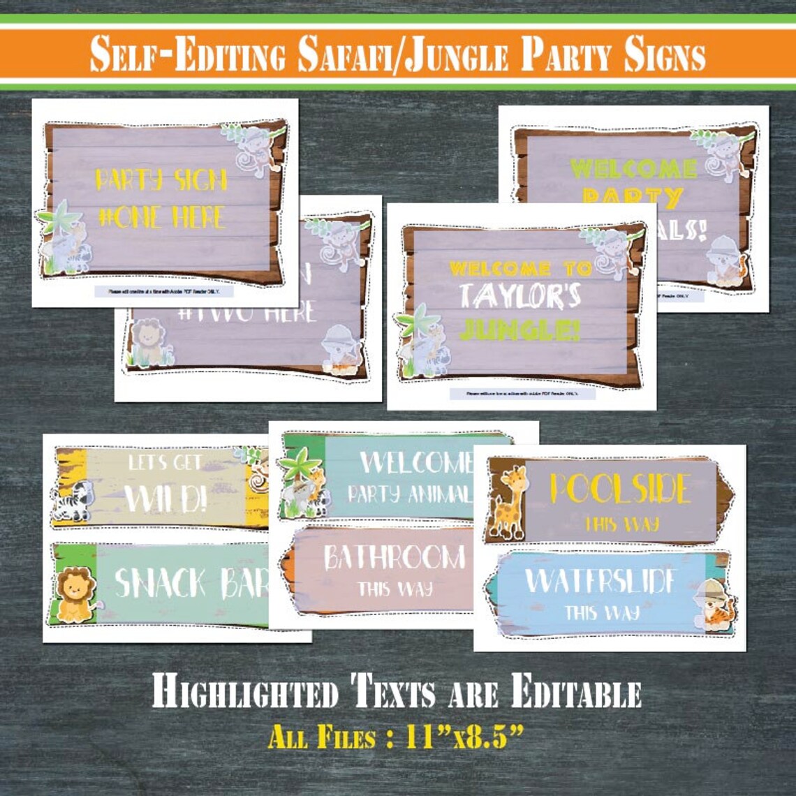 SELF-EDITING Safari Party Signs-safari Birthday Arrow - Etsy